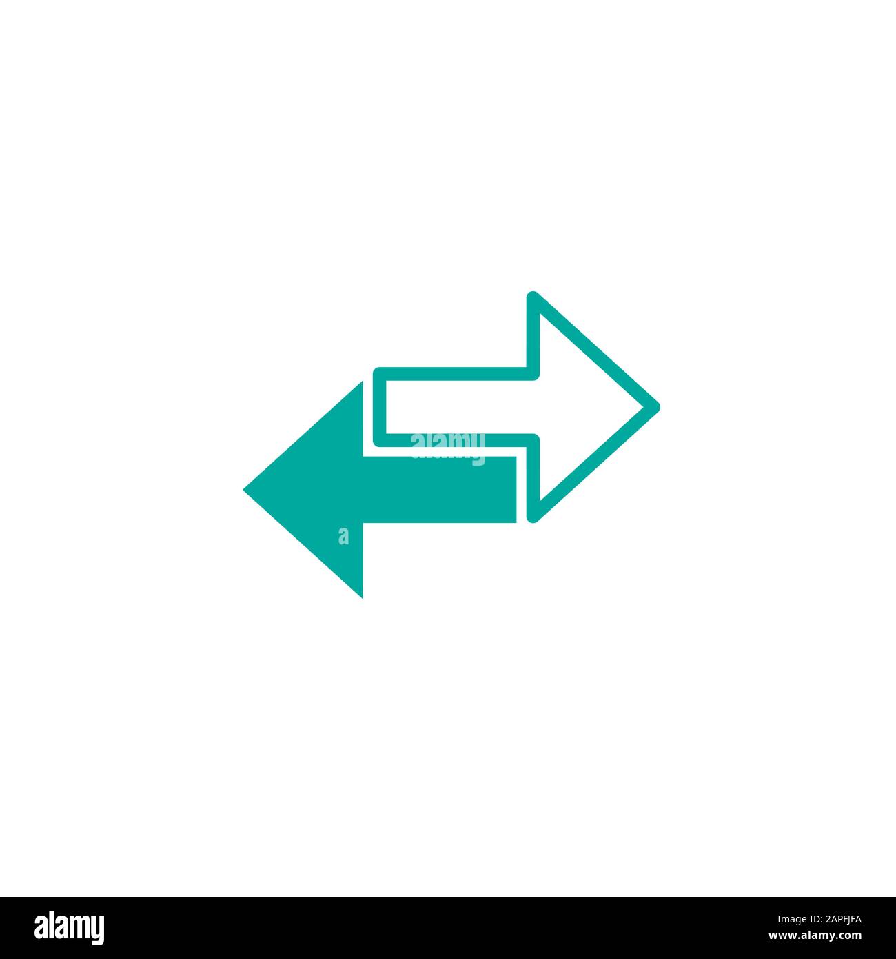 Vector icon. Two blue squared opposite horizontal arrows isolated on ...