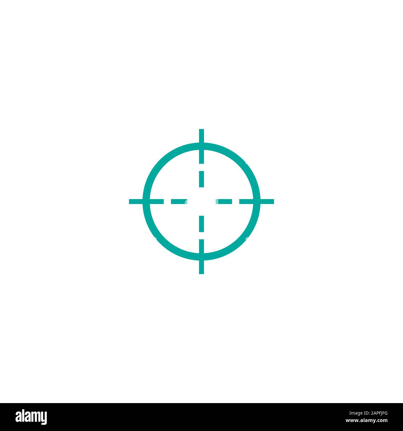 Target crosshair line icon. Flat blue simple pictogram isolated on ...