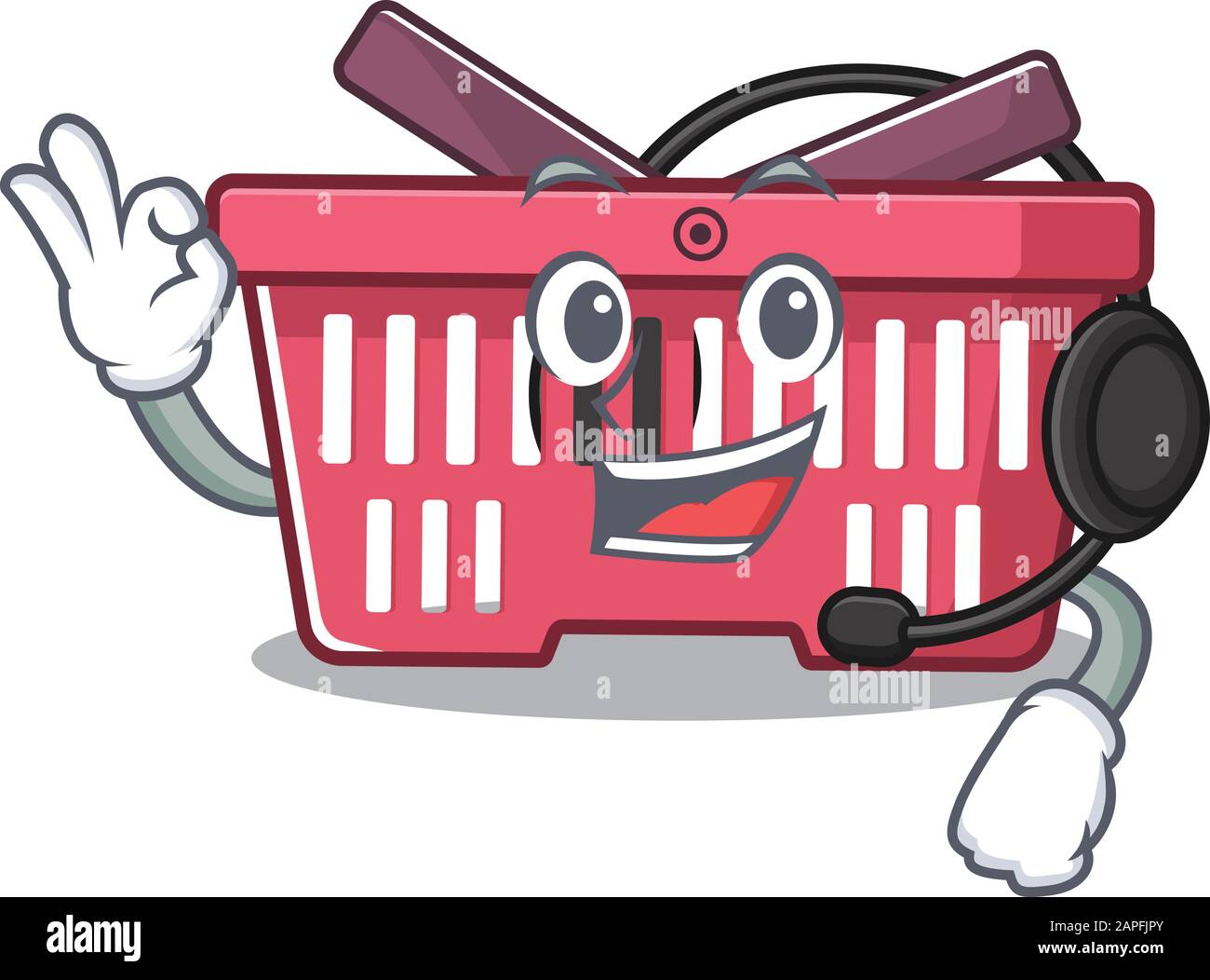 Smiley shopping basket cartoon character design wearing headphone Stock ...