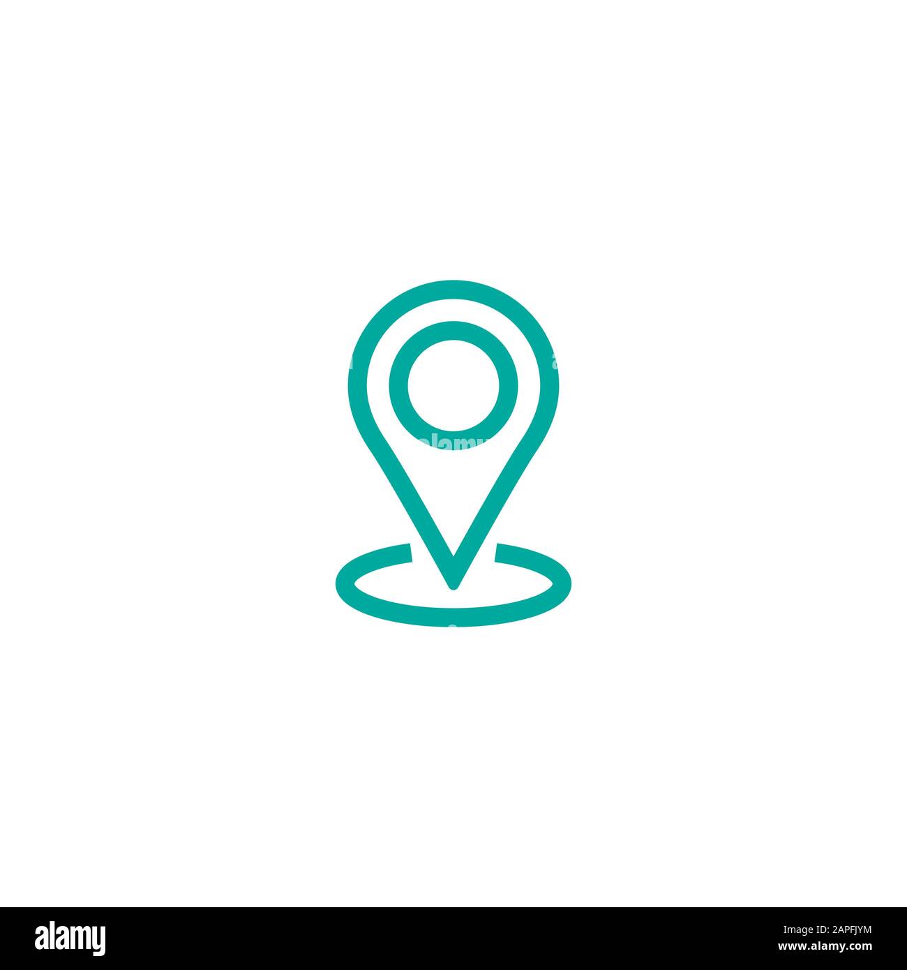 Outline location icon. GPS pointer. Map pin. Navigator guide. Vector line simple button. Blue ...