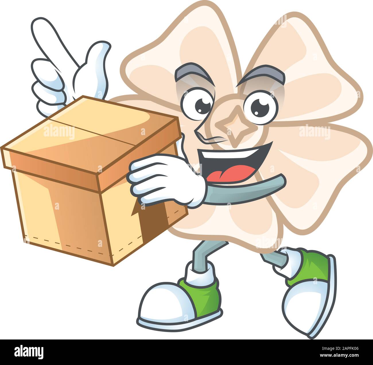 Cute chinese white flower cartoon character having a box Stock Vector ...
