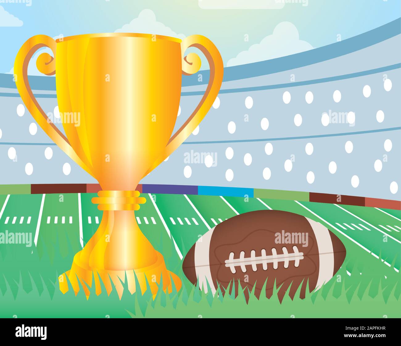 superbowl sport poster with trophy and balloon in stadium Stock Vector ...