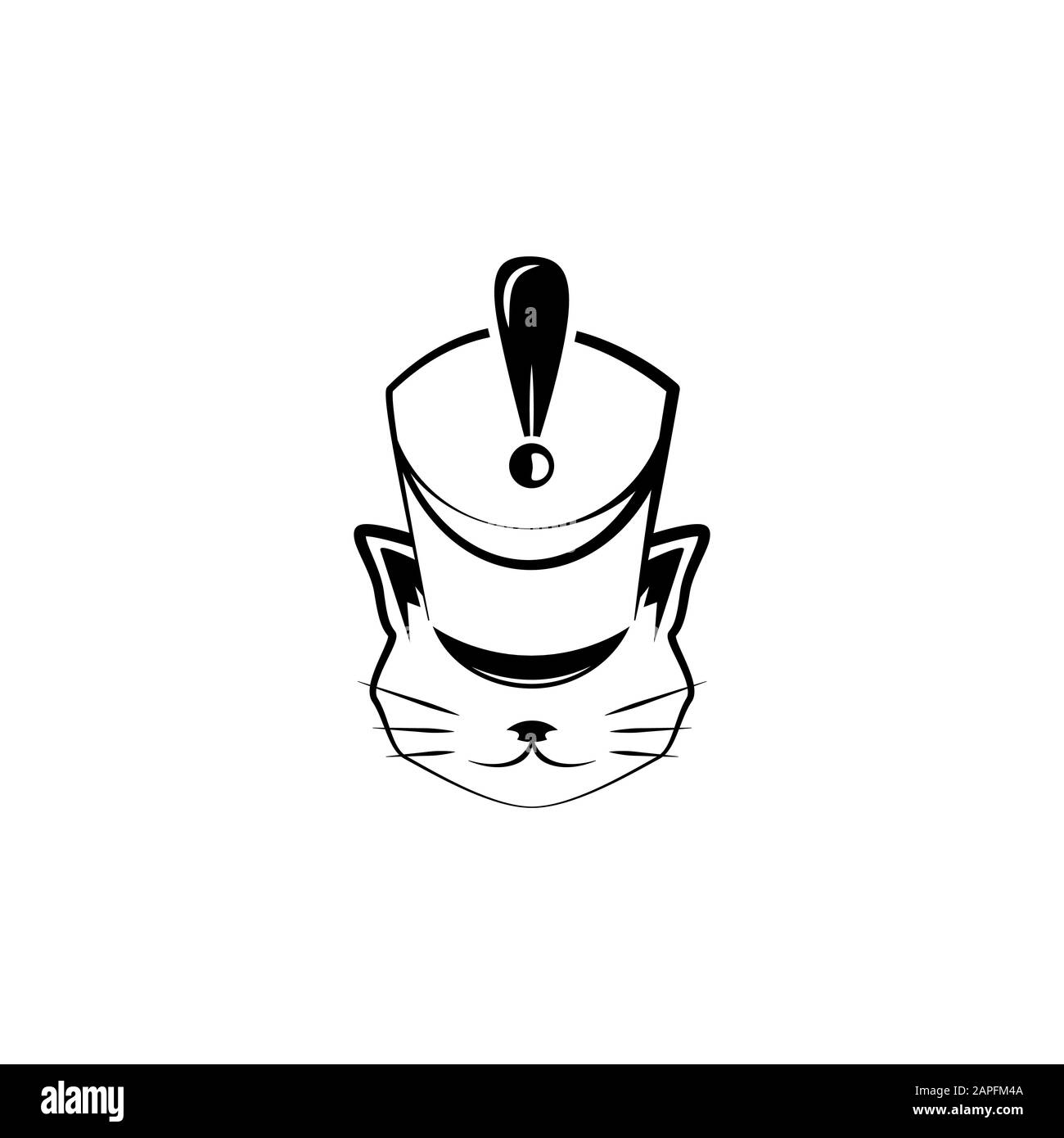 Black cat with military cap. Hussar cat with shako logo. Creative label ...