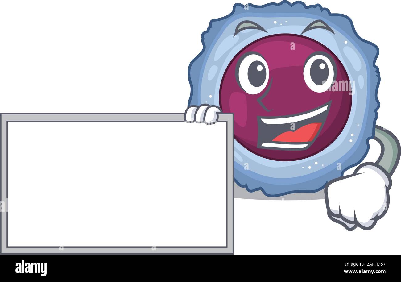 Funny lymphocyte cell cartoon character design style with board Stock ...
