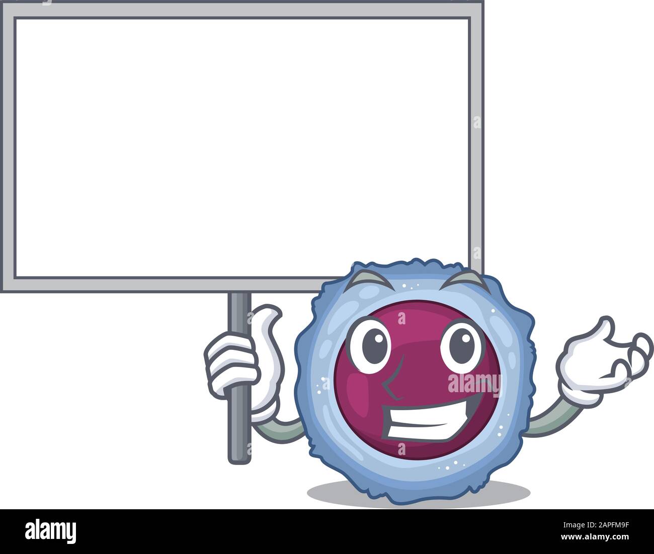 A cute picture of lymphocyte cell cute cartoon character bring a board ...