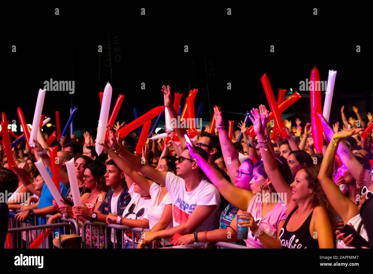 FARO, PORTUGAL: 7th SEPTEMBER, 2019 - Audience watch music artist on ...