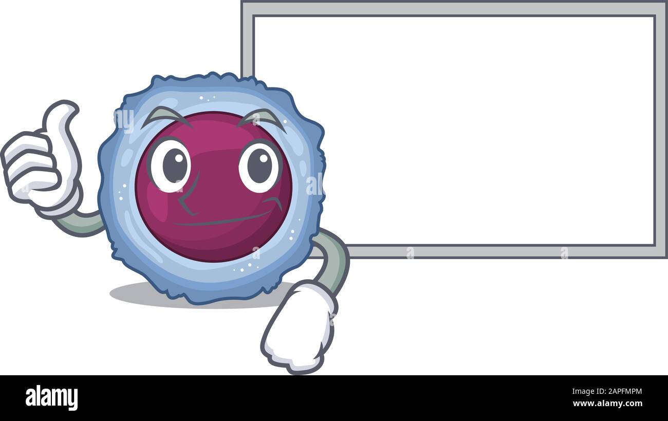 Thumbs up of lymphocyte cell cartoon design with board Stock Vector ...