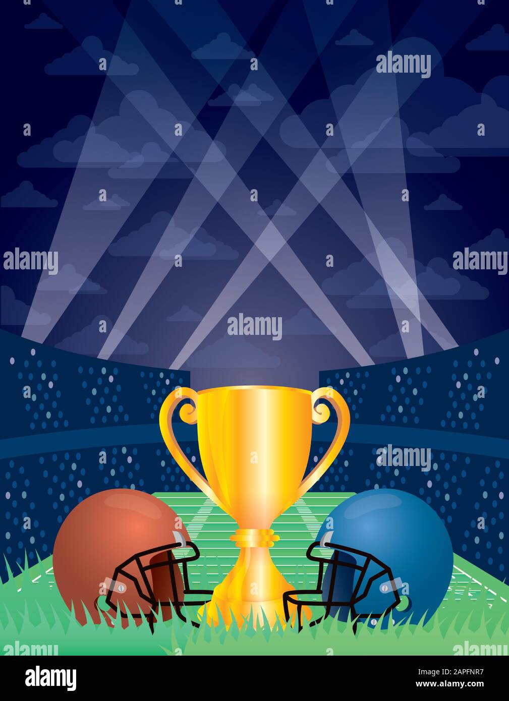 superbowl sport poster with trophy cup and helmets Stock Vector Image ...