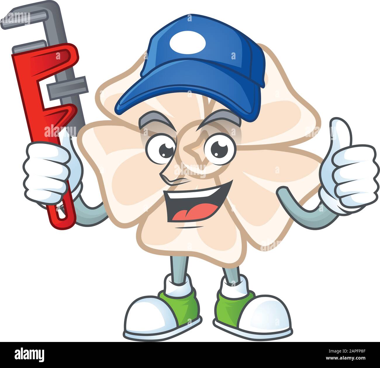 Cool Plumber chinese white flower on mascot picture style Stock Vector ...
