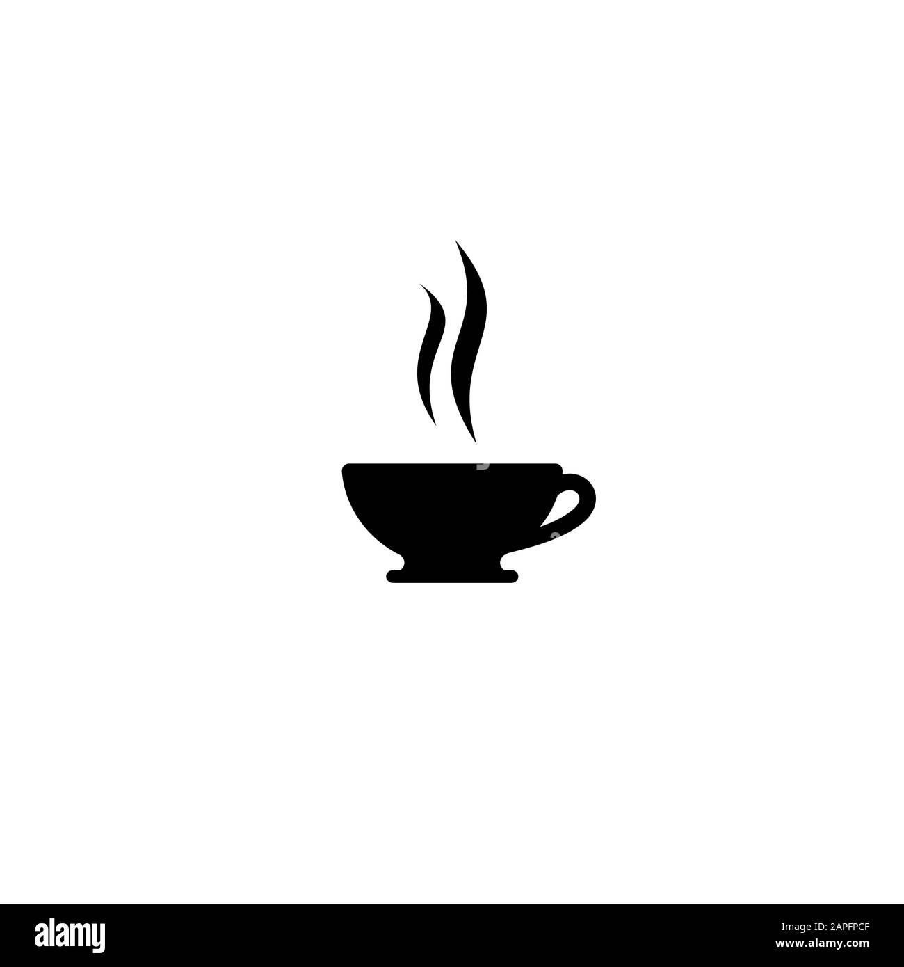 Hot cup with steam icon. Mug with tea or coffee icon flat. Black ...