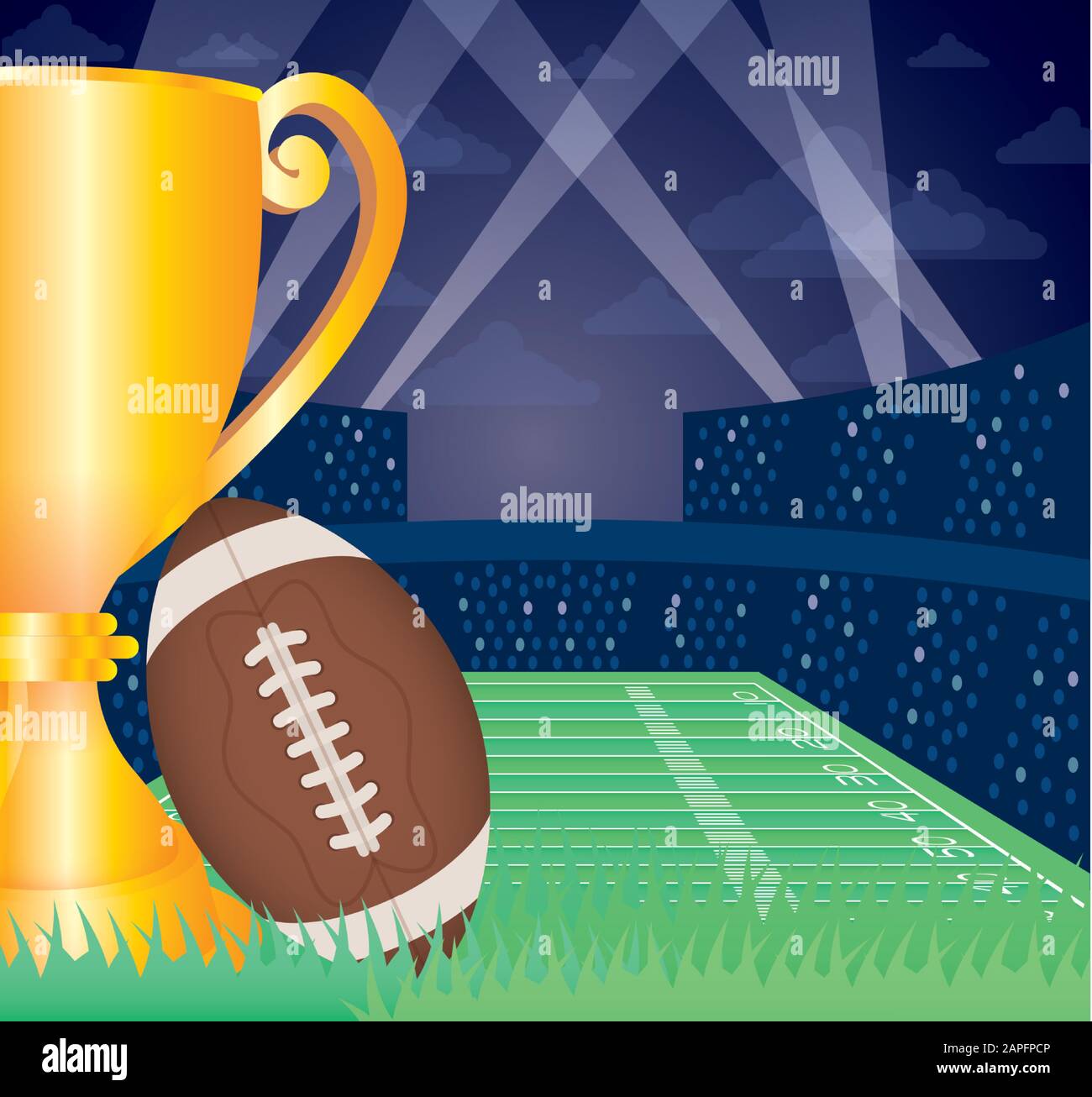 superbowl sport poster with balloon and trophy in stadium Stock Vector ...