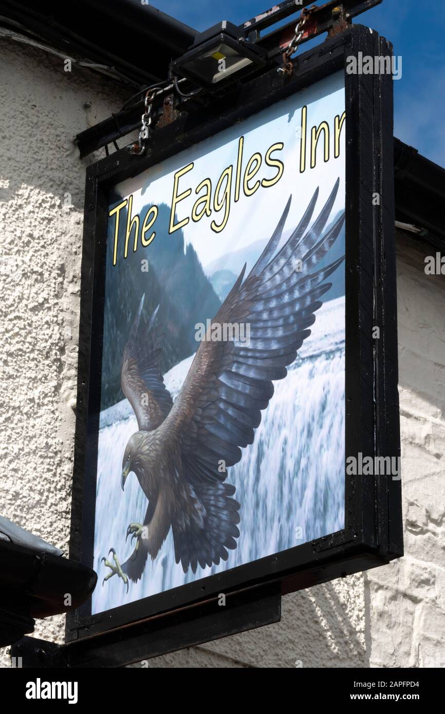 The Eagles Inn, pub sign, Rhayader, Wales Stock Photo - Alamy