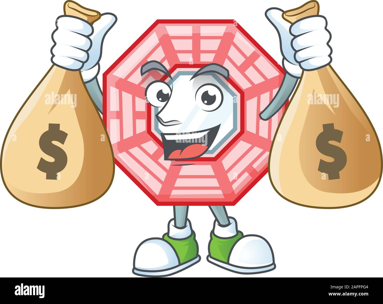 A picture of rich chinese square feng sui cartoon character with two ...