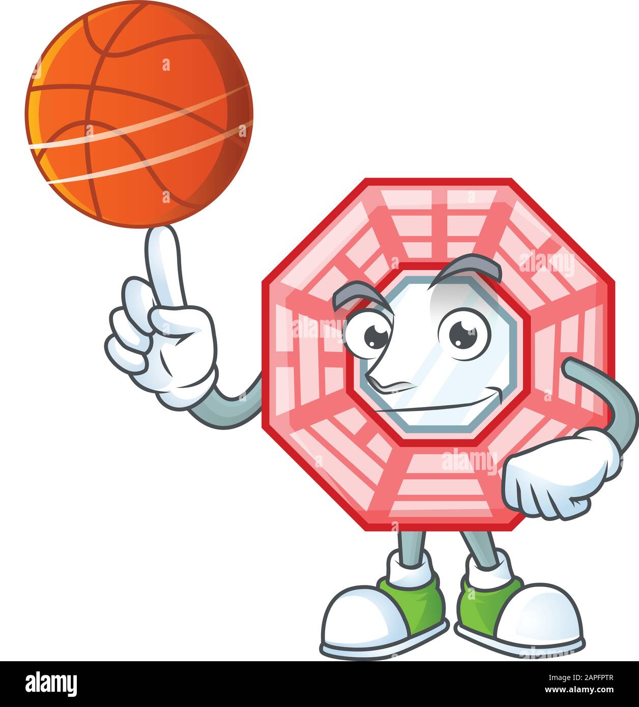 a Healthy chinese square feng sui cartoon character playing basketball ...
