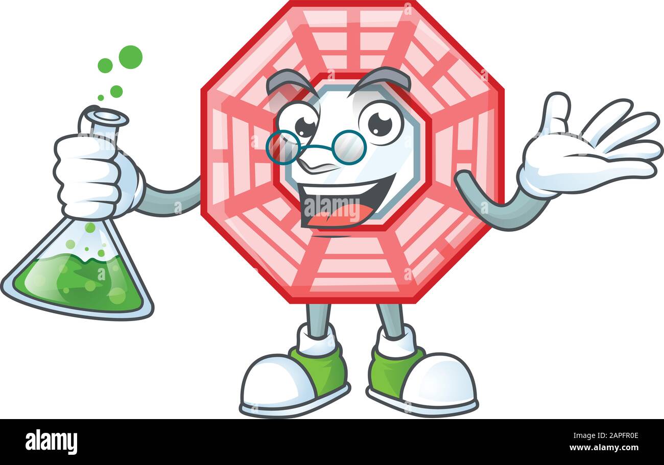 Smart Professor chinese square feng sui cartoon character with glass ...