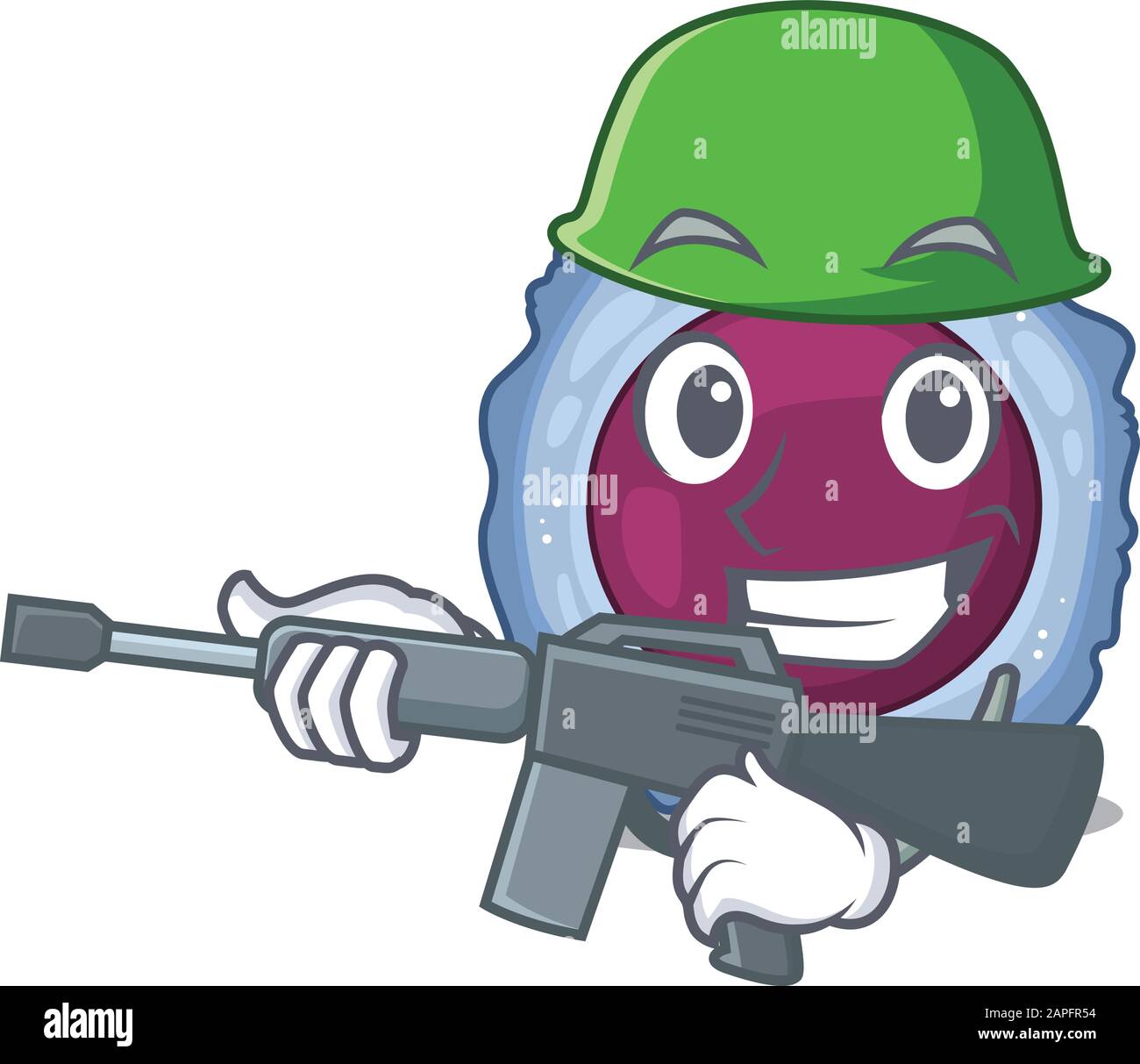 A cartoon design of lymphocyte cell Army with machine gun Stock Vector ...