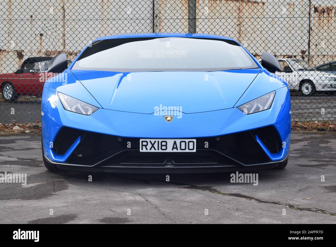 Blue Lamborghini Huracan Performante front view Stock Photo - Alamy