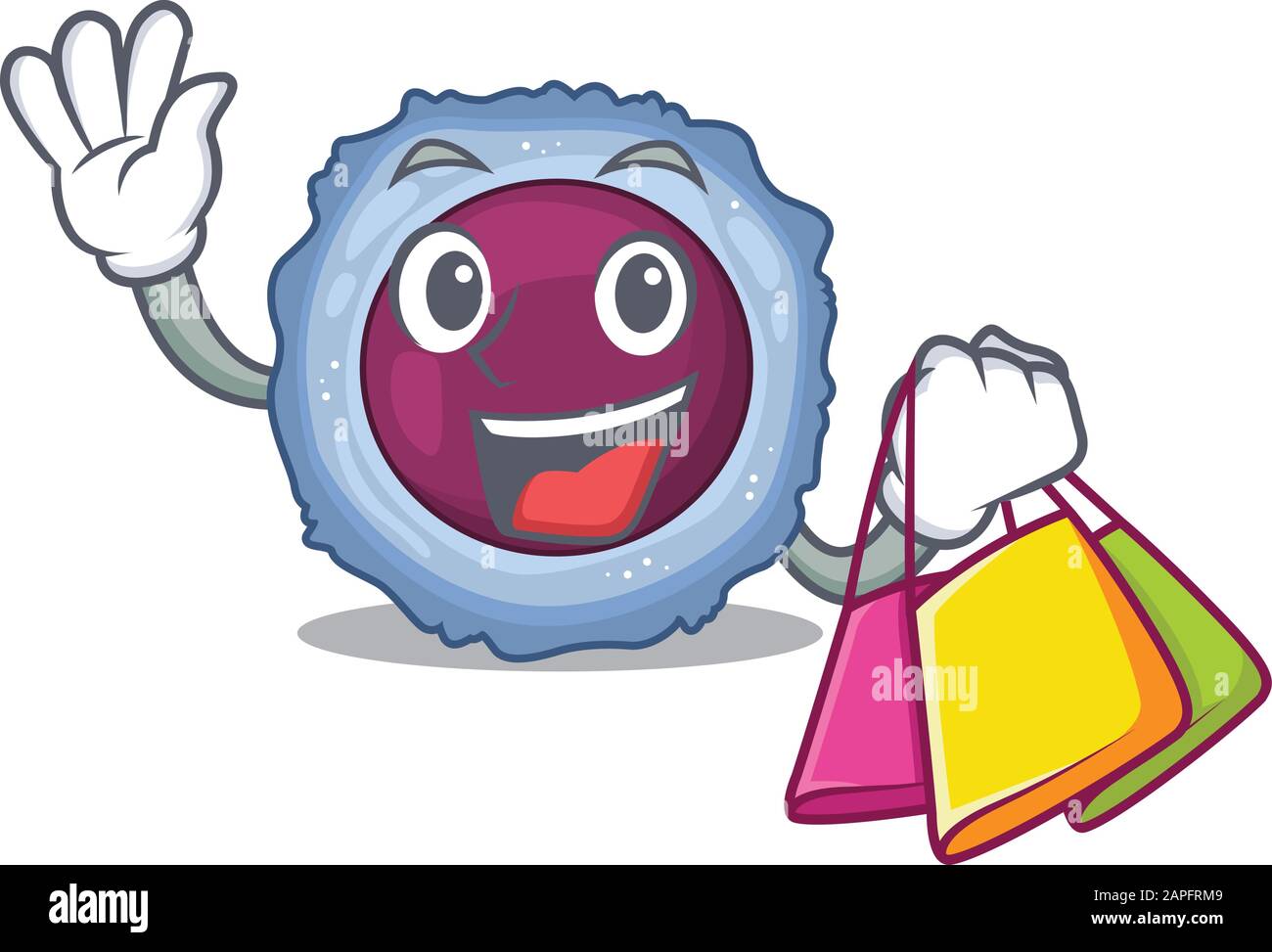 A happy rich lymphocyte cell waving and holding Shopping bag Stock ...