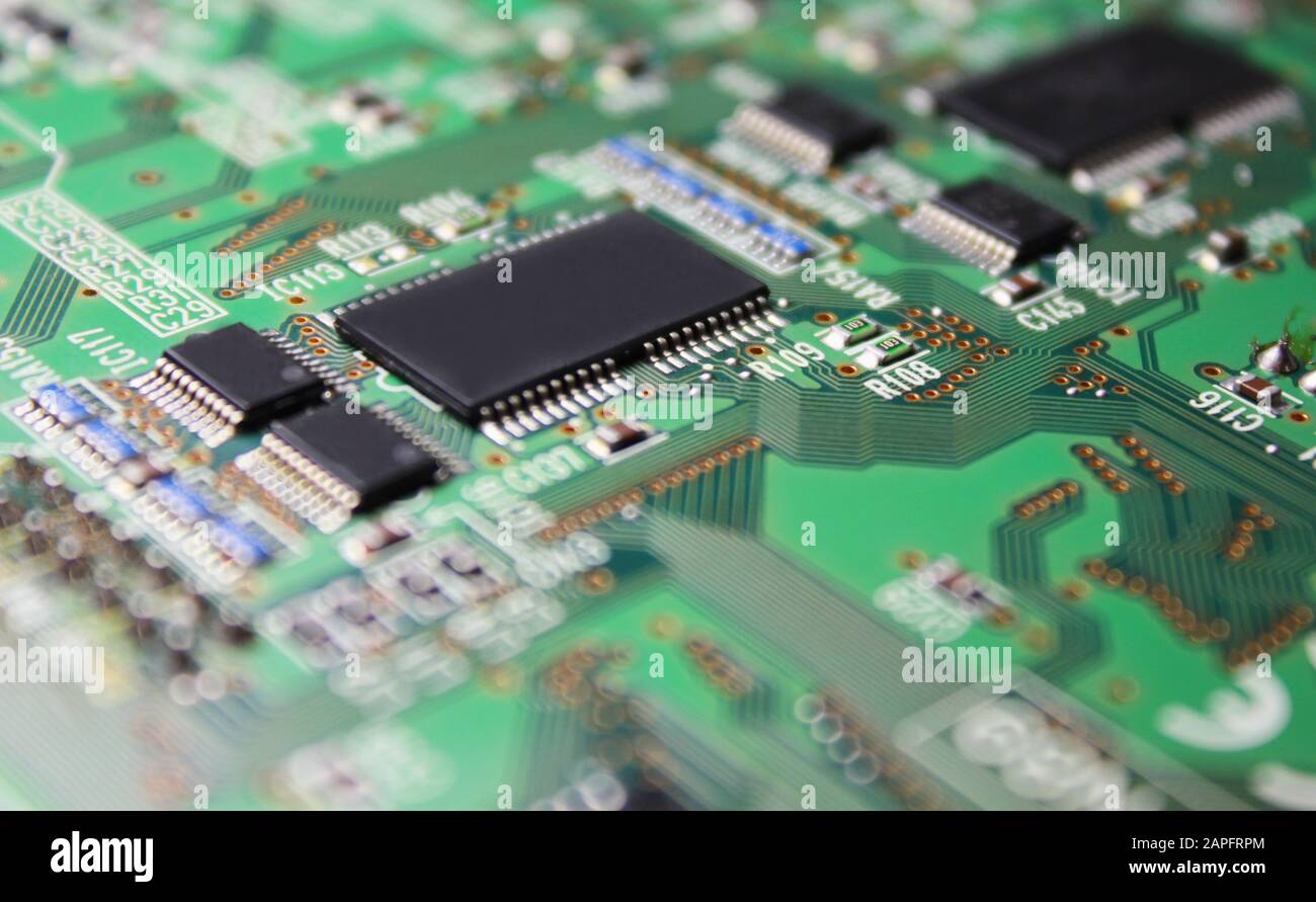 Closeup of electronic circuit board or PCB printed circuit board Stock ...