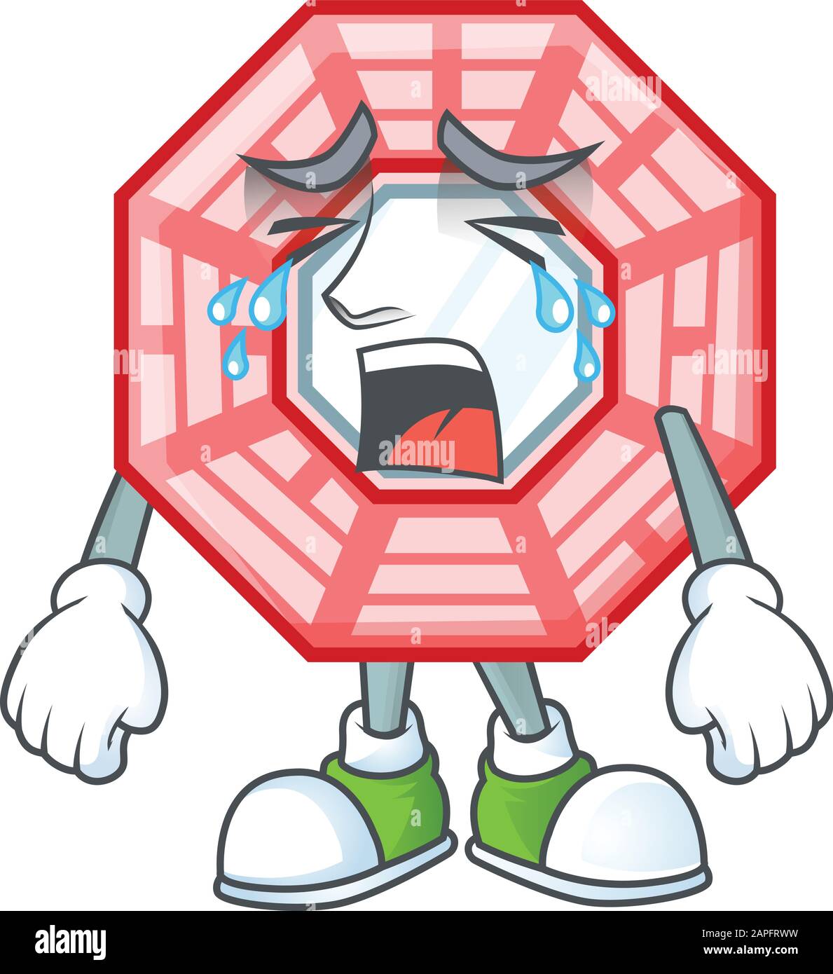 Sad of chinese square feng sui cartoon mascot style Stock Vector Image ...