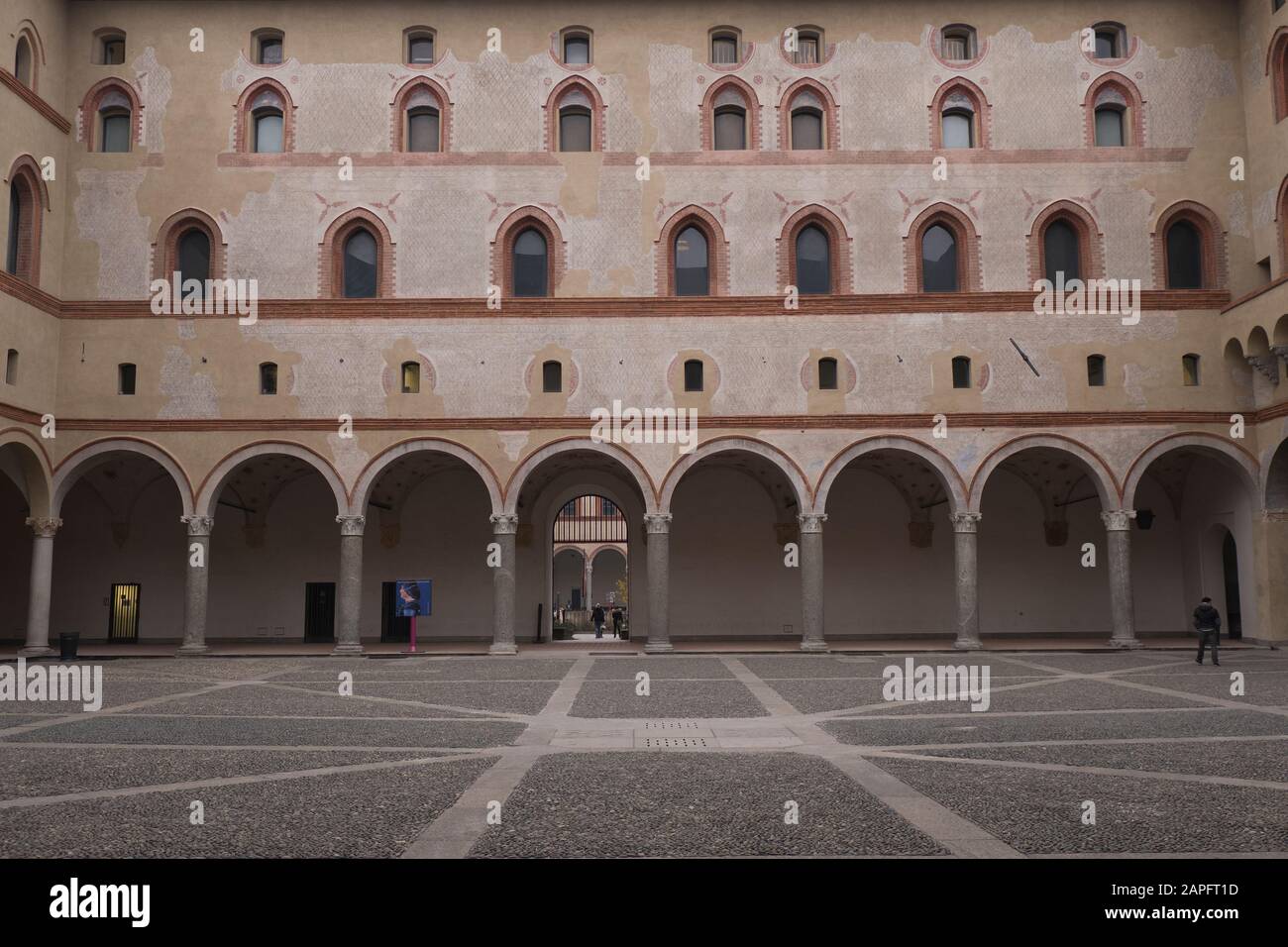Courtyard inside Sforza Castle in Milan Italy Stock Photo - Alamy