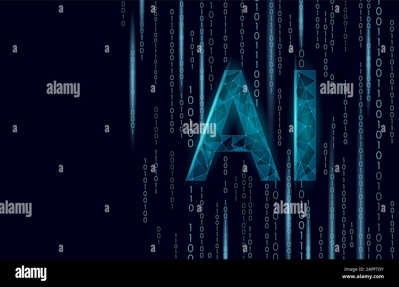 AI artificial intelligence letters 3D. Virtual assistant app geometric ...