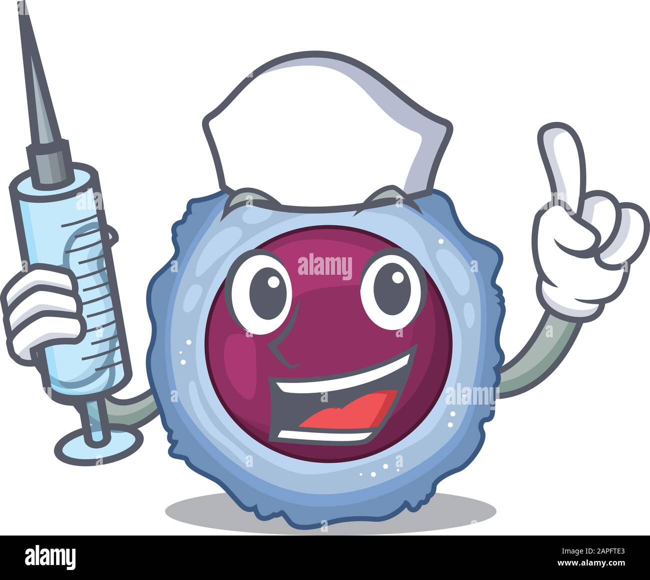 Smiley Nurse lymphocyte cell cartoon character with a syringe Stock ...