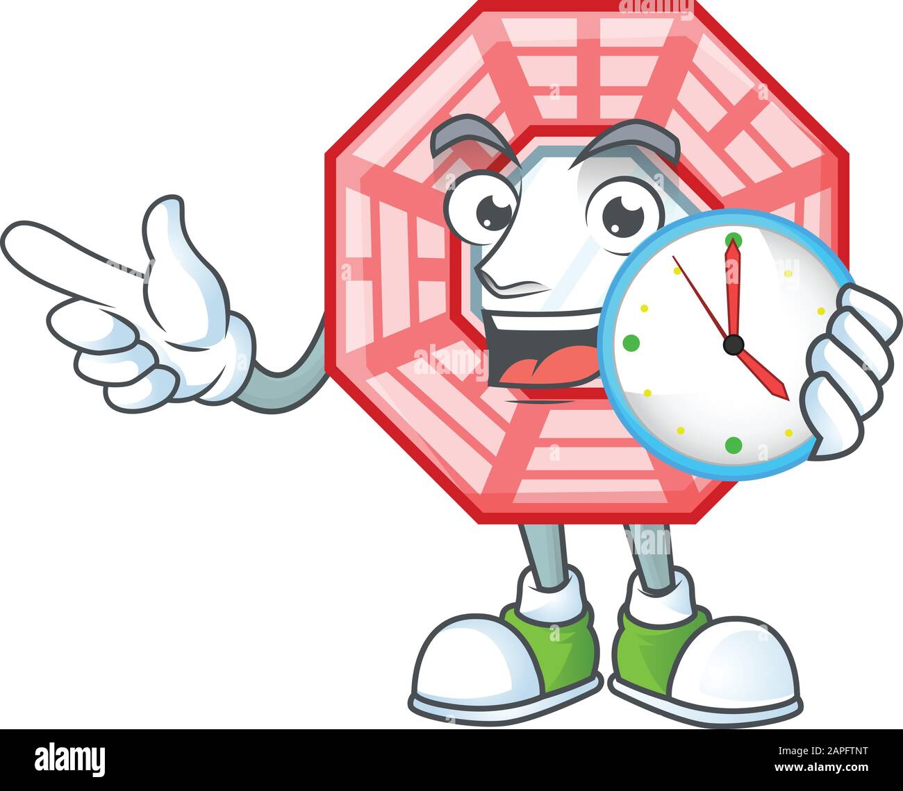 cartoon character style chinese square feng sui having clock Stock ...