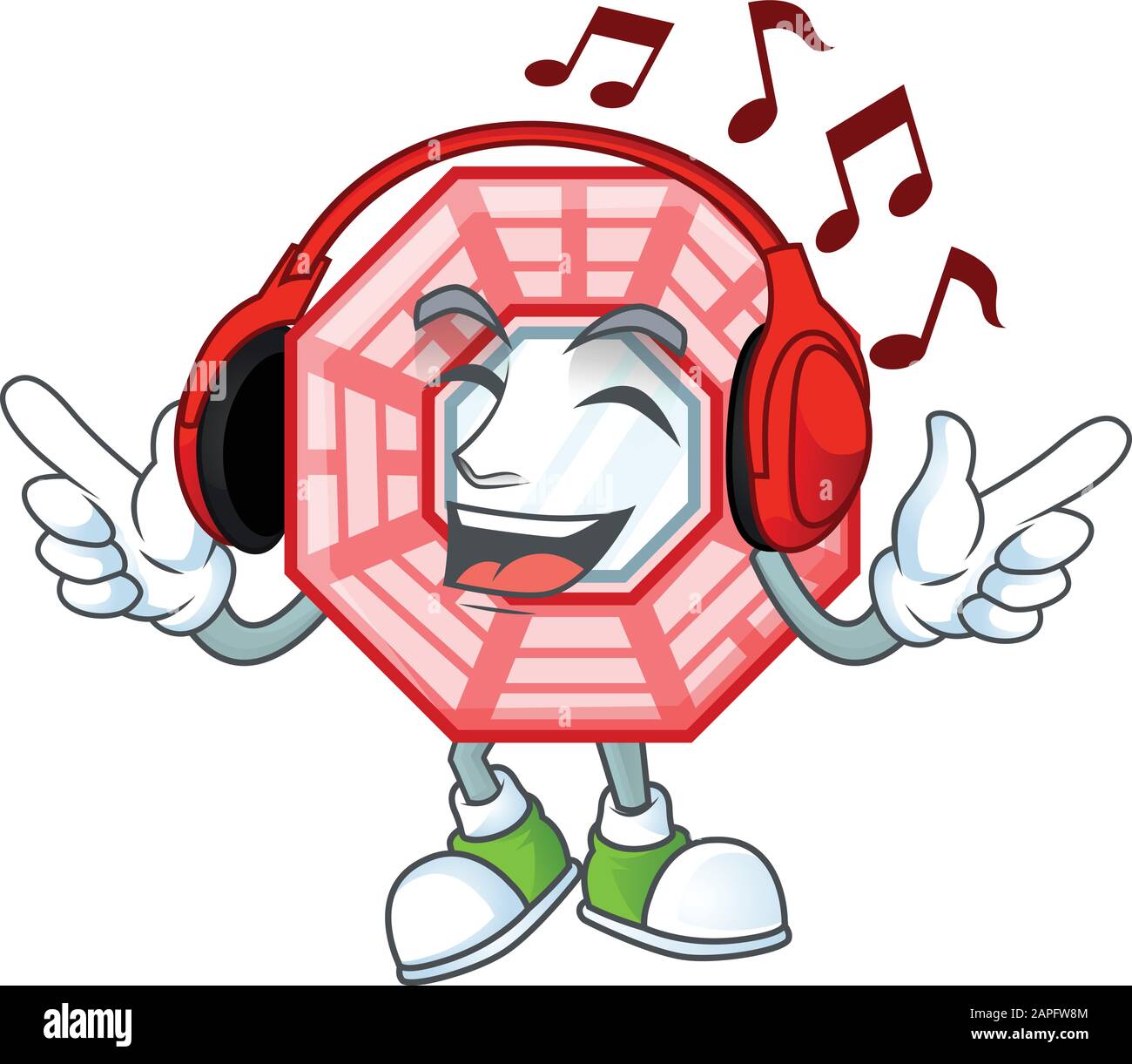 Listening music chinese square feng sui mascot cartoon character design ...