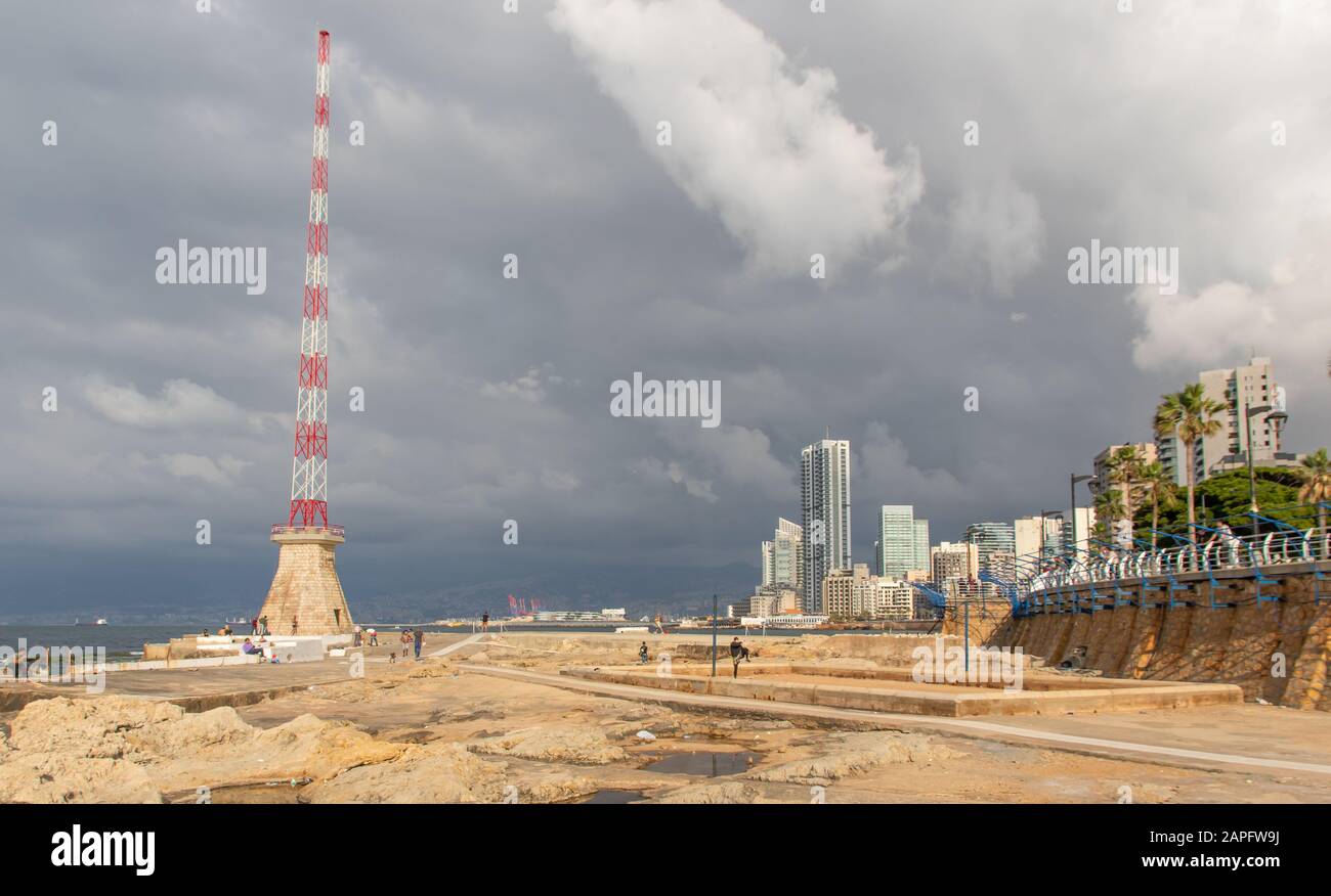 Beirut, Lebanon - one of the most famous spot of Beirut, the Corniche ...