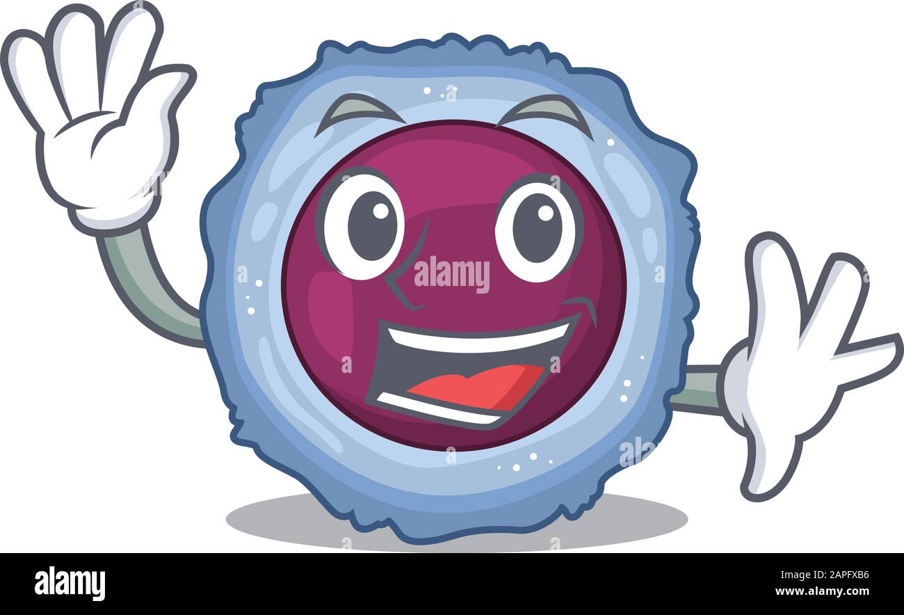 Waving friendly lymphocyte cell cartoon character design Stock Vector ...