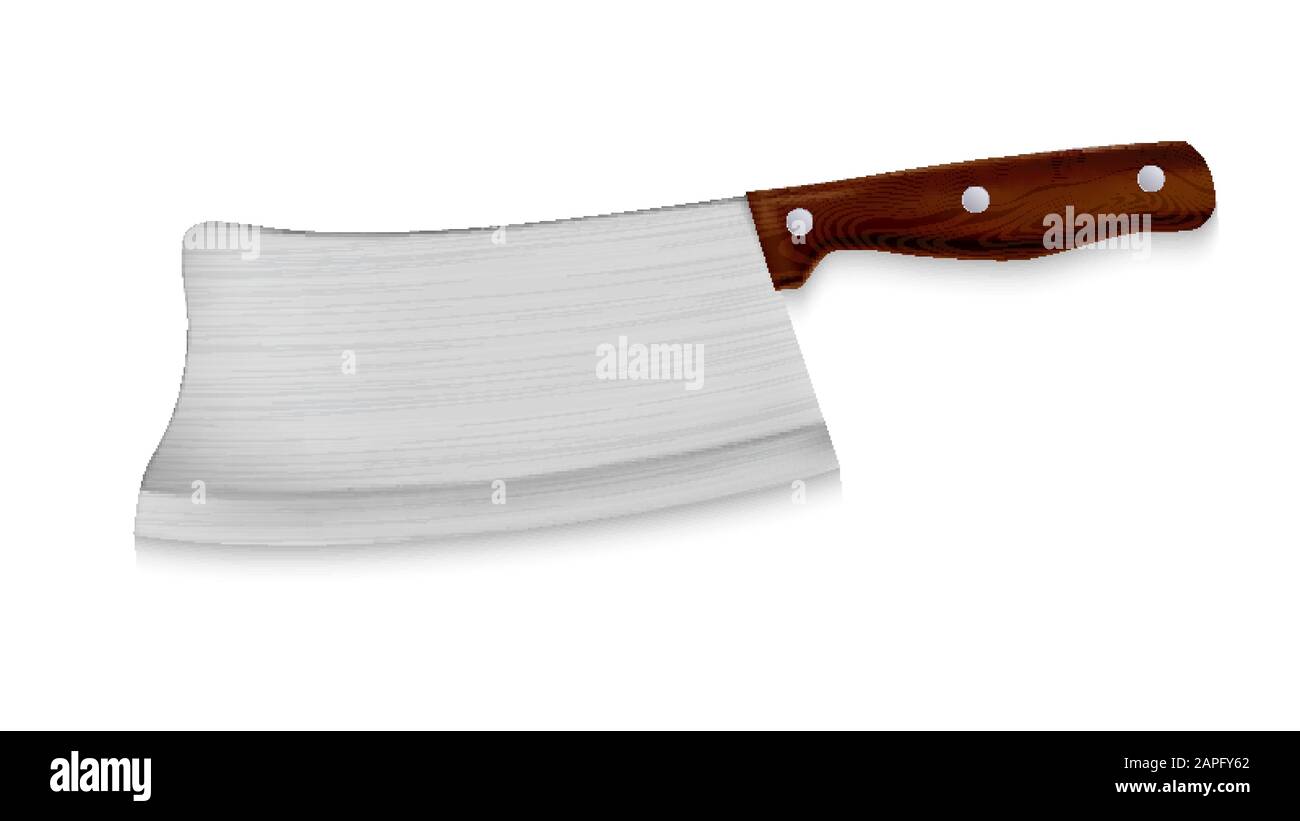 Cleaver Cutting Knife With Wooden Handle Vector Stock Vector Image ...