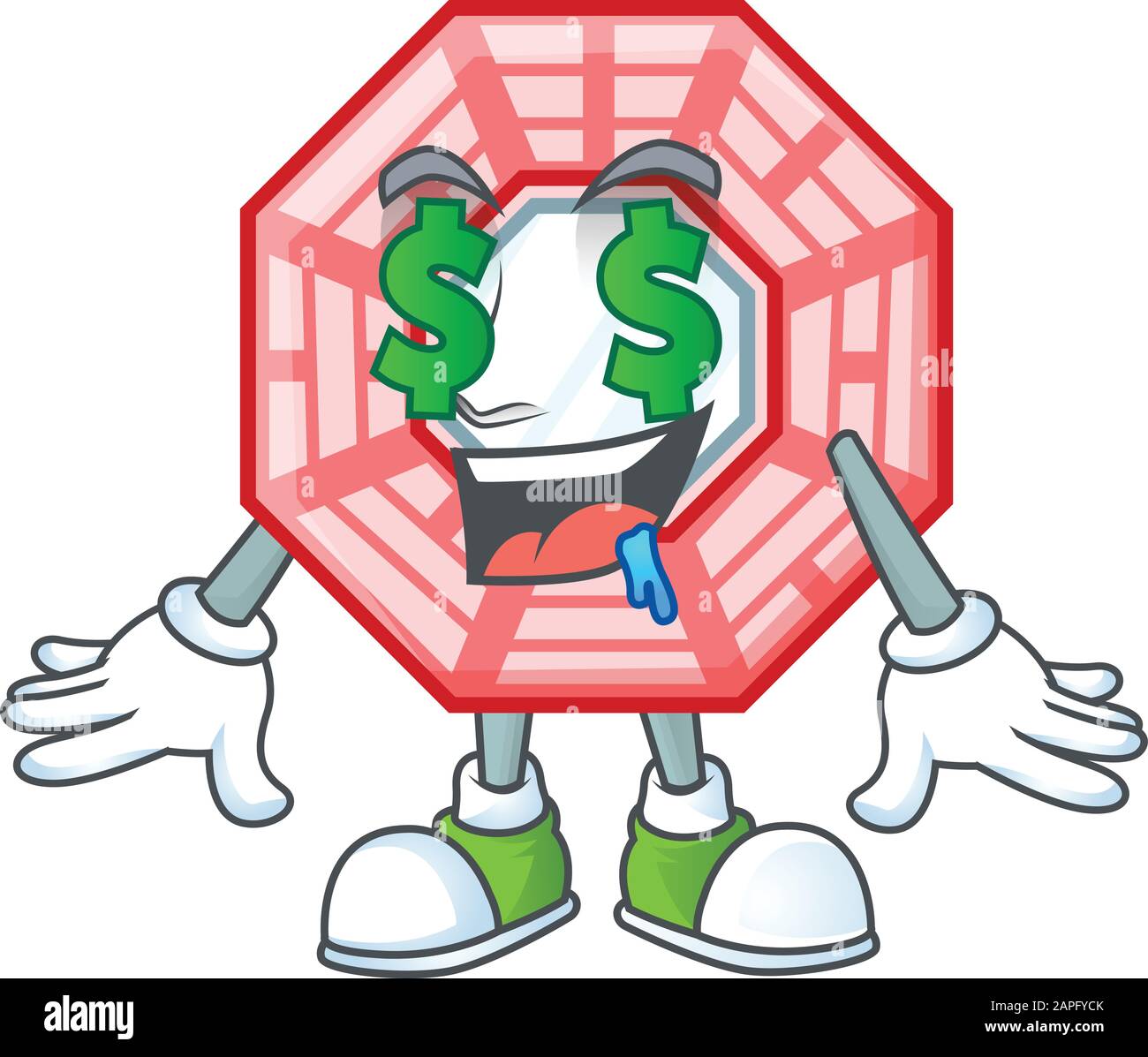 Happy rich chinese square feng sui with Money eye cartoon character ...