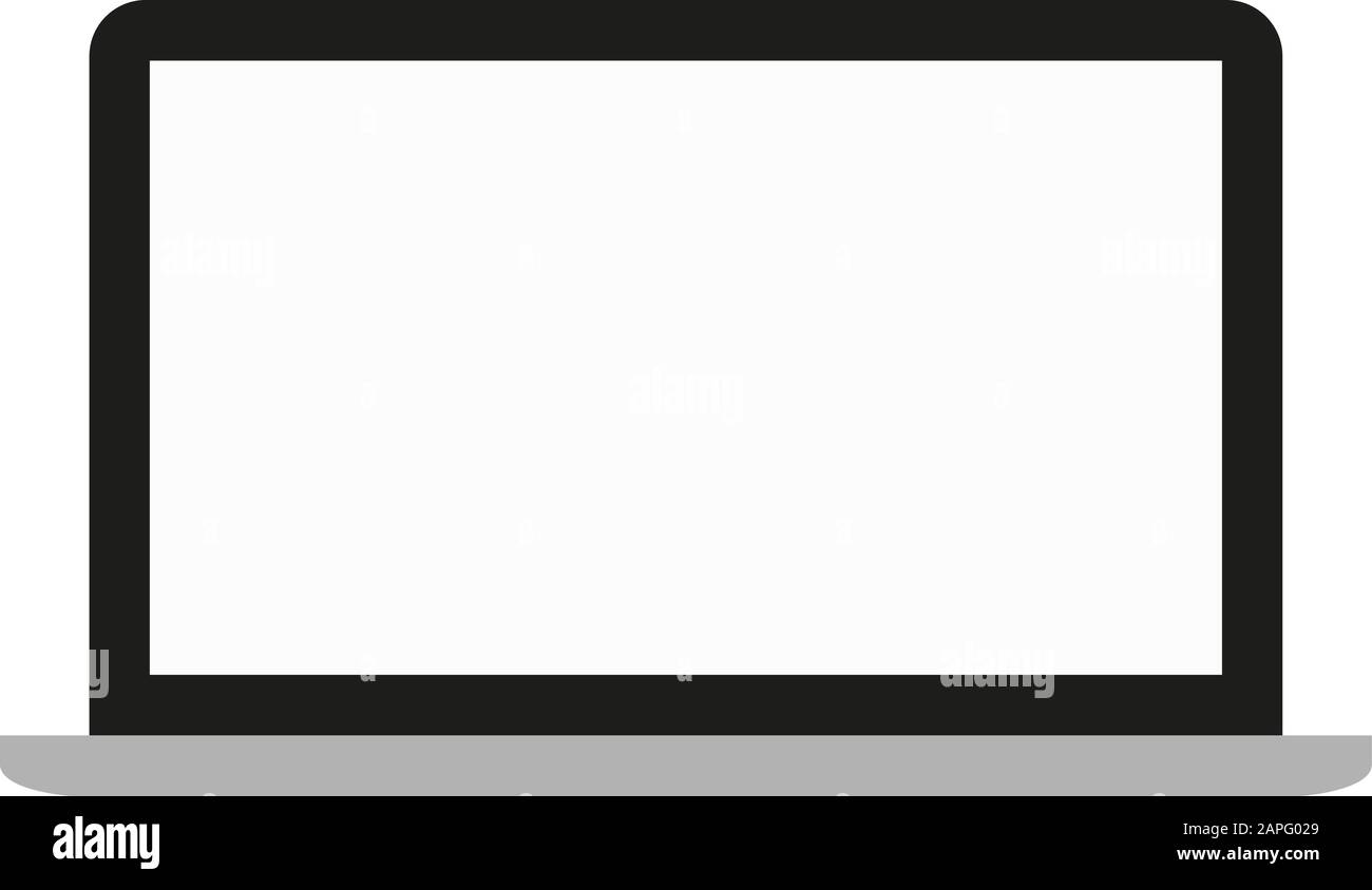 laptop computer with blank white screen isolated on grey background ...