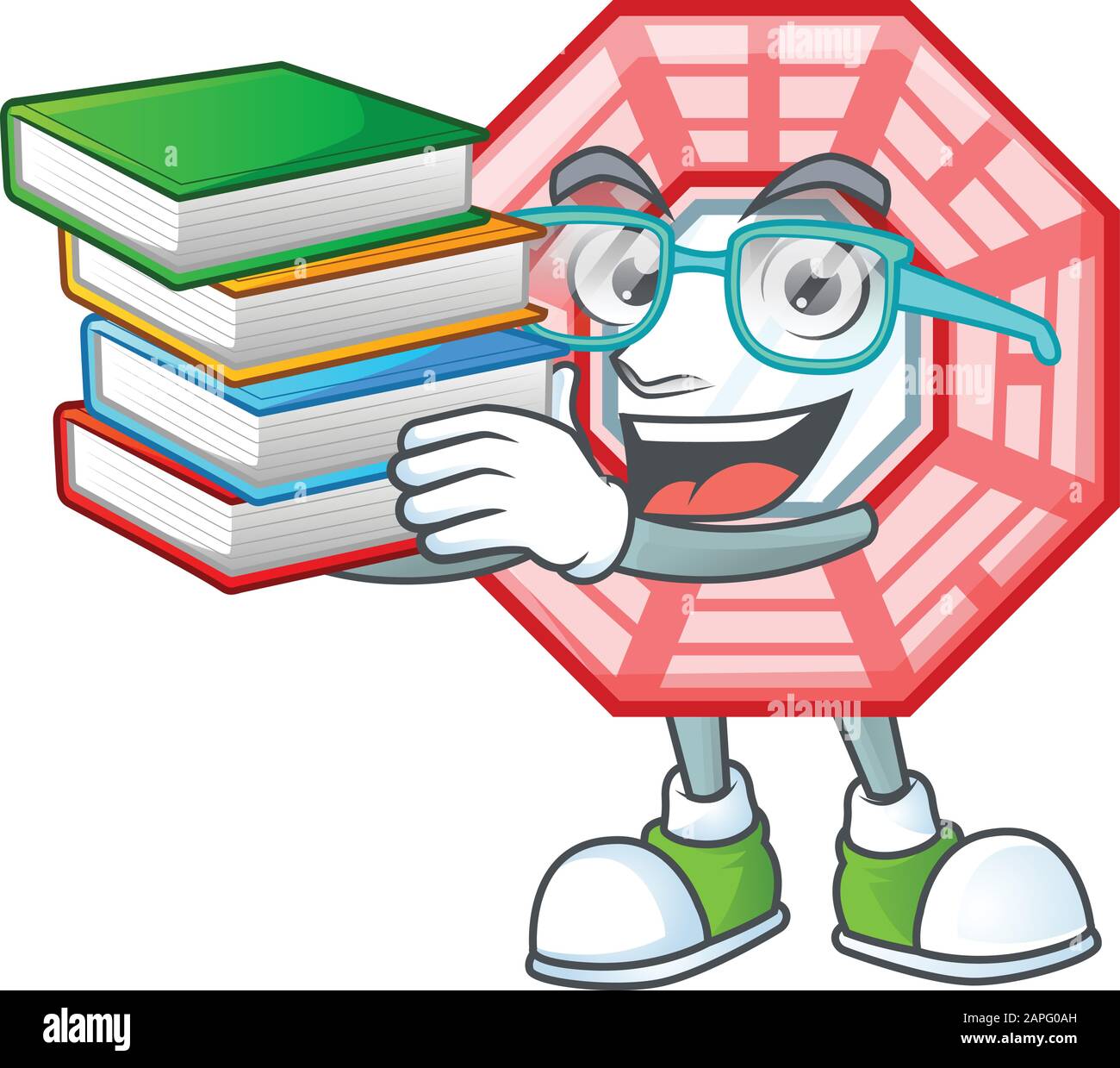 Cool and clever Student chinese square feng sui mascot cartoon with ...