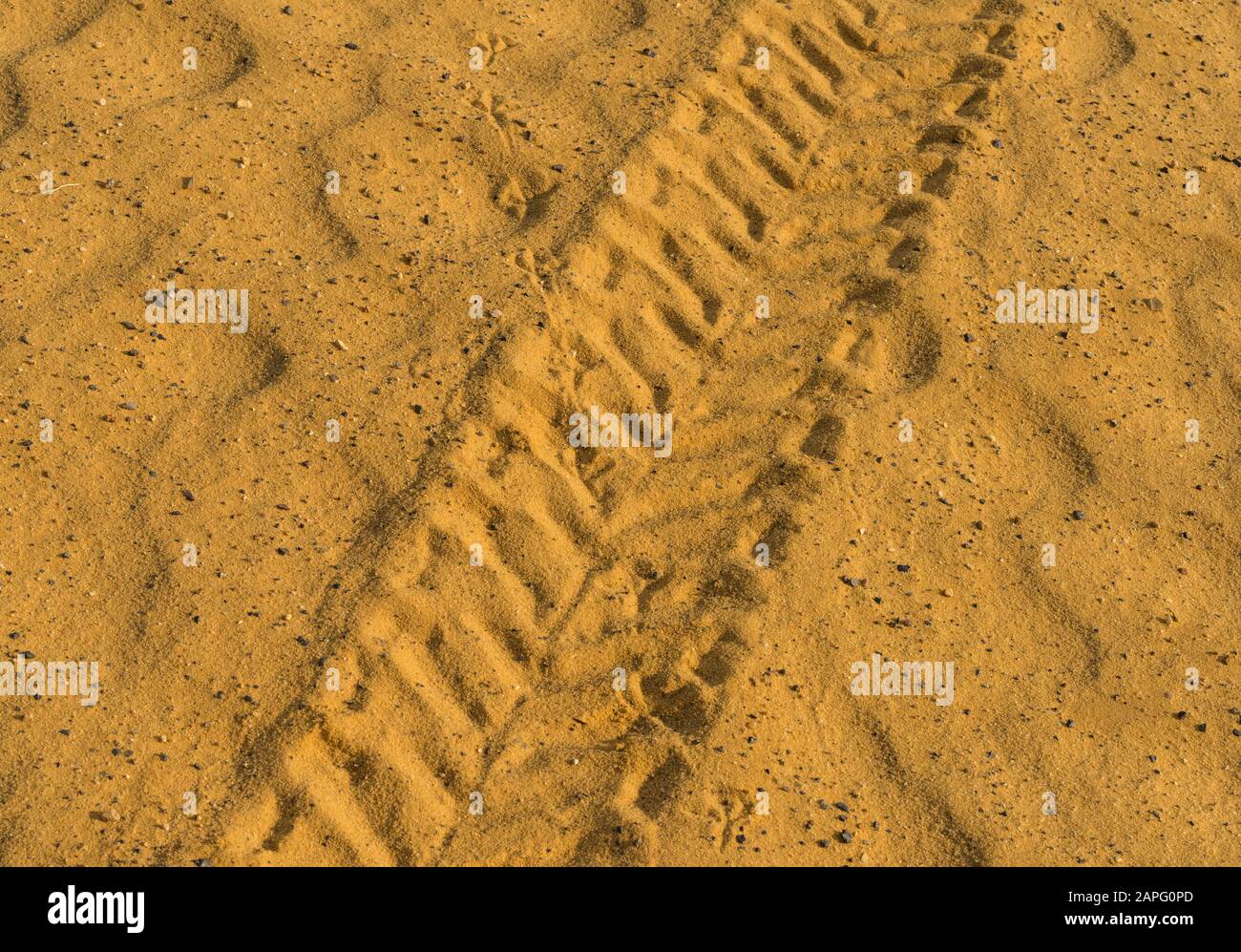 Tyre trace on the sandy beach Stock Photo - Alamy