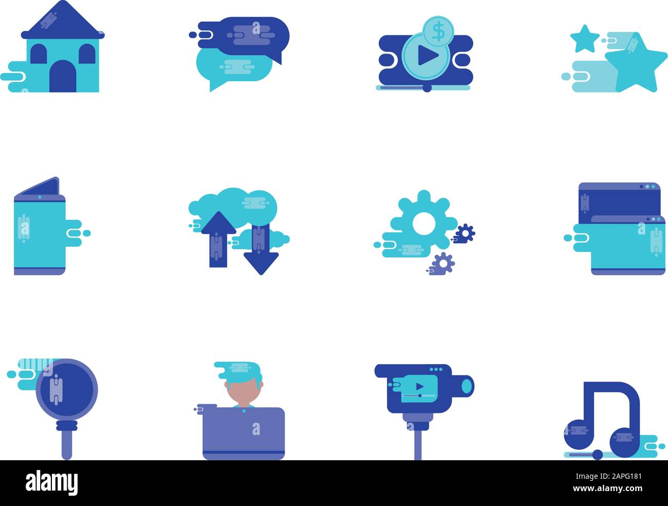 Icon set design, Social media multimedia communication digital ...