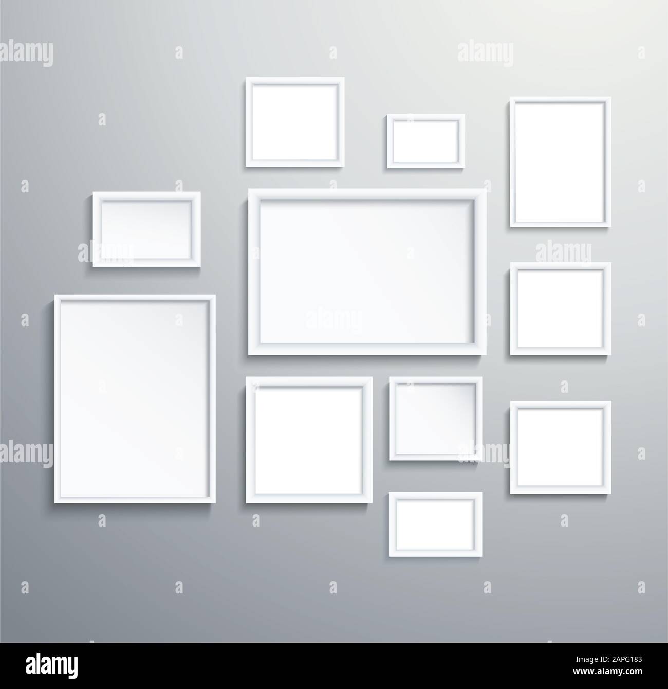 square isolated white picture frame on wall Stock Photo - Alamy