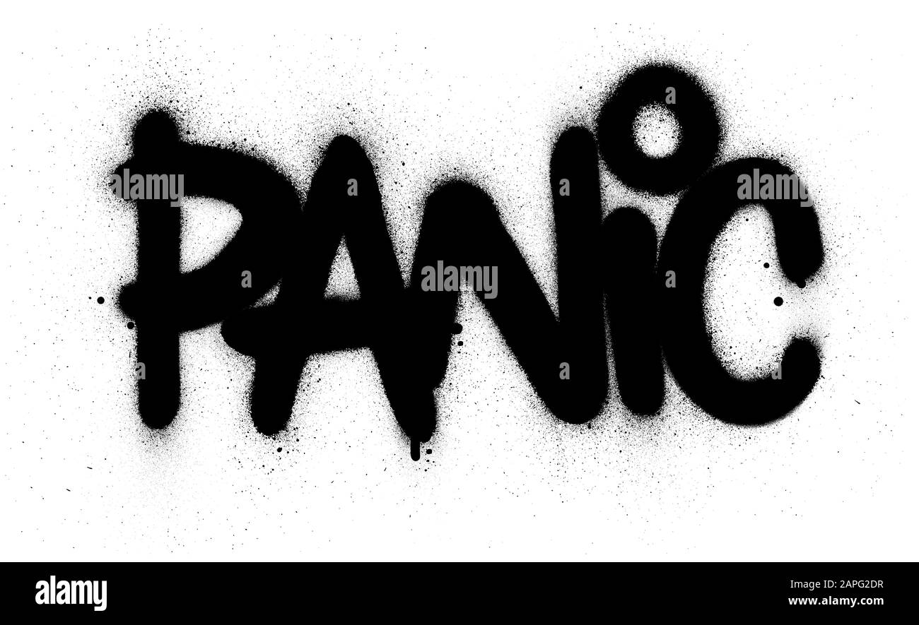 graffiti panic word sprayed in black over white Stock Vector Image ...