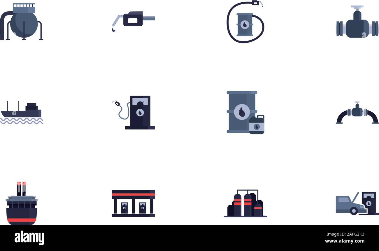 Oil industry icon set design, Gas energy fuel technology power ...