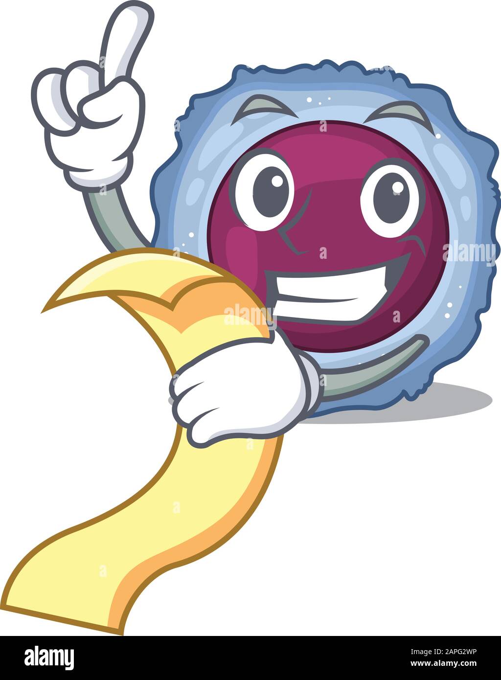 A funny cartoon character of lymphocyte cell with a menu Stock Vector ...