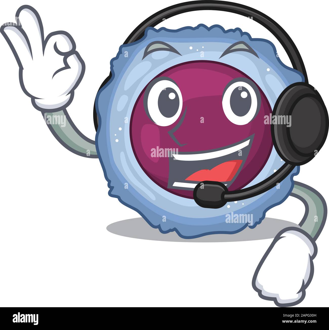 Smiley lymphocyte cell cartoon character design wearing headphone Stock ...