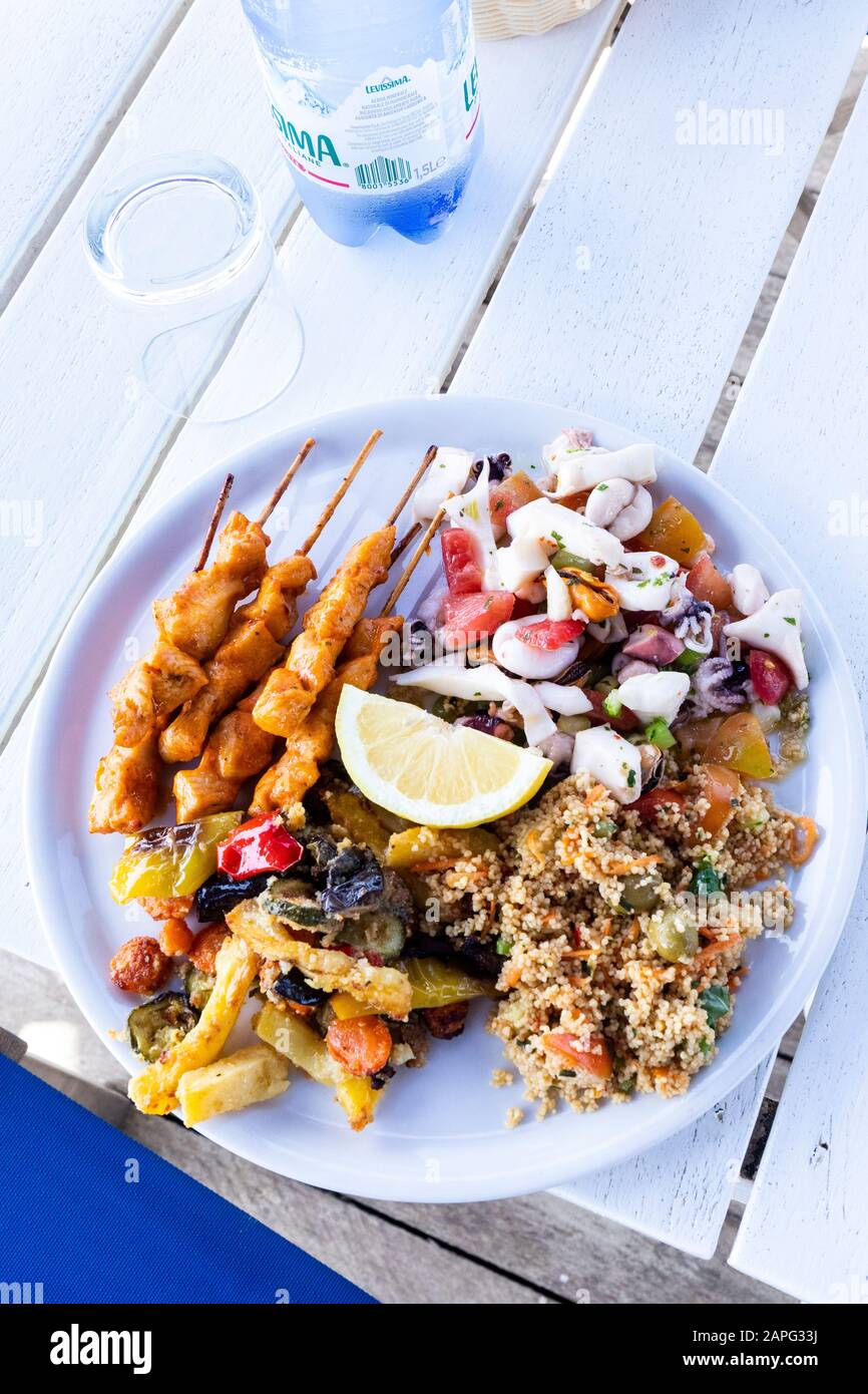 Beach bar lunch, Tuscany, Italy Stock Photo - Alamy