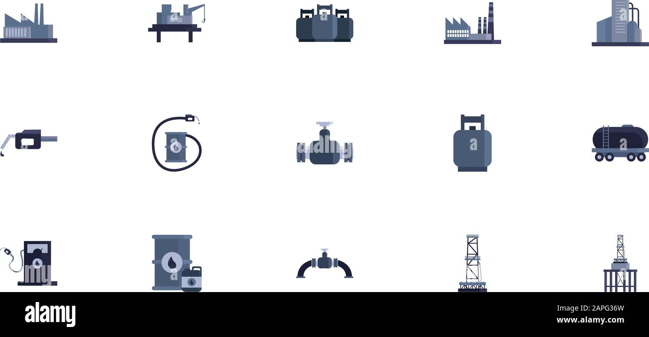 Oil industry icon set design, Gas energy fuel technology power ...