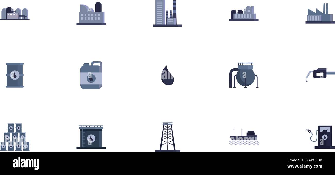 Oil industry icon set design, Gas energy fuel technology power ...
