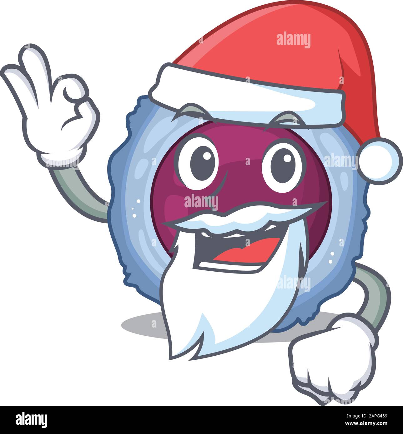 A picture of Santa lymphocyte cell mascot picture style with ok finger ...