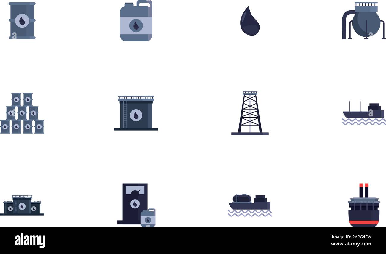 Oil industry icon set design, Gas energy fuel technology power ...