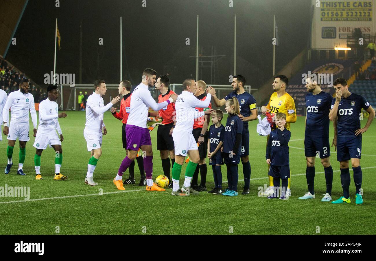 Celtic and Kilmarnock players shake hands before the Ladbrokes Scottish ...