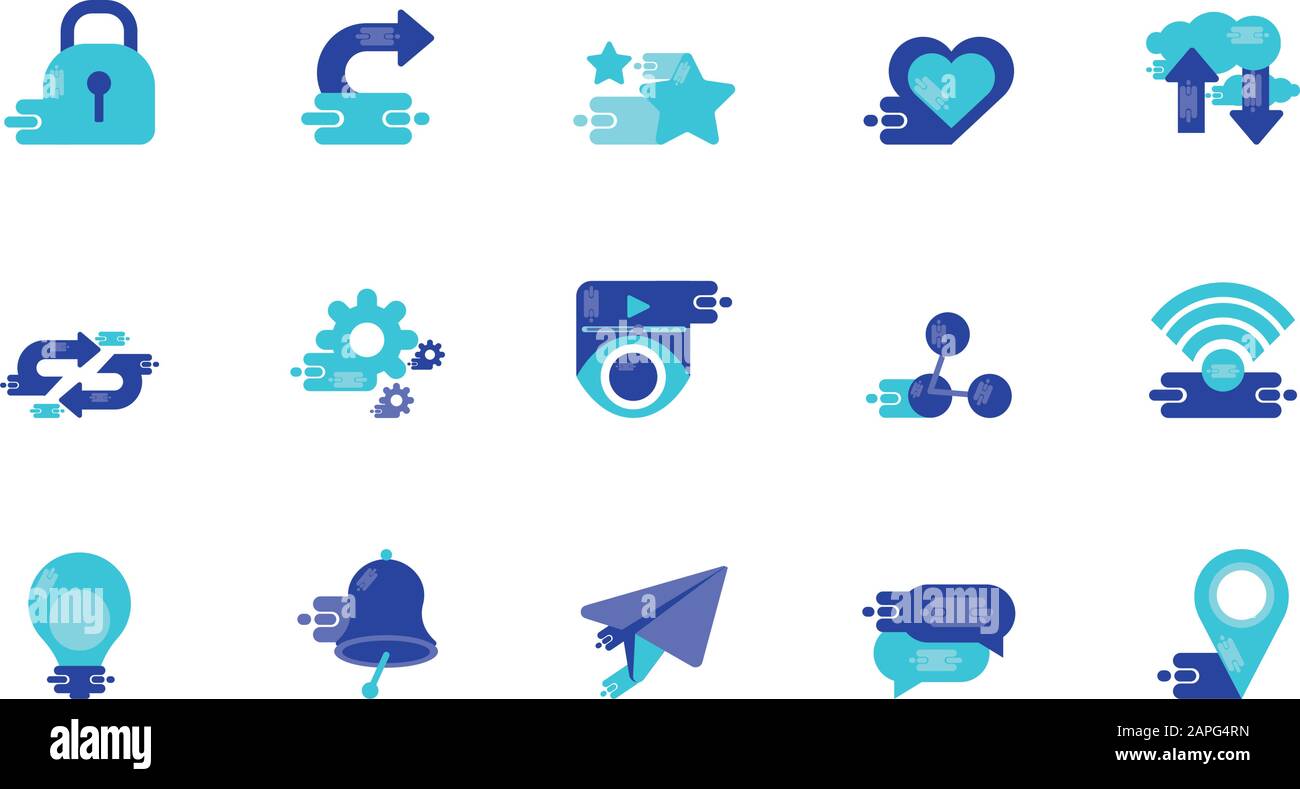 Icon set design, Social media multimedia communication digital ...