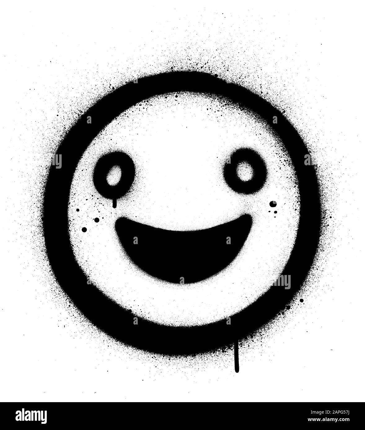 graffiti laughing happy icon sprayed in black over white Stock Vector ...